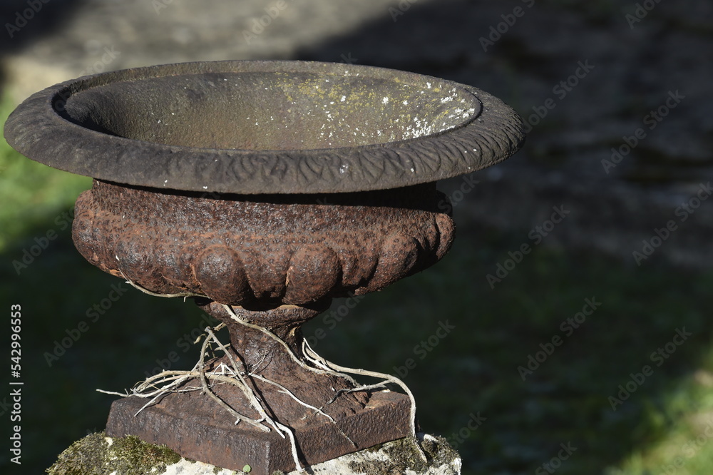 extérieur, art, ancien, automnal, décoration, vieux, fontaine, eau ...