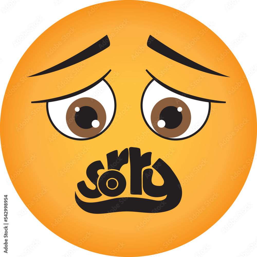 Wordhead - new type of emoji, with sorry expression. The word sorry is ...