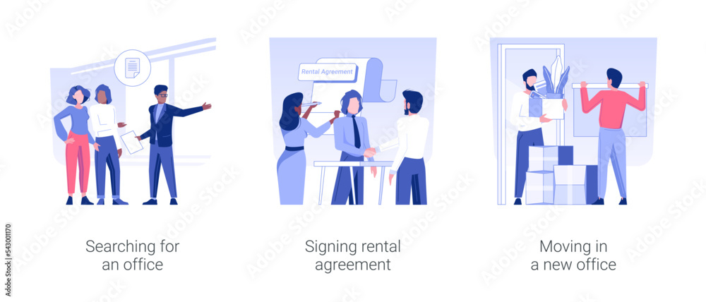 Rent the office isolated concept vector illustration set. Searching for ...