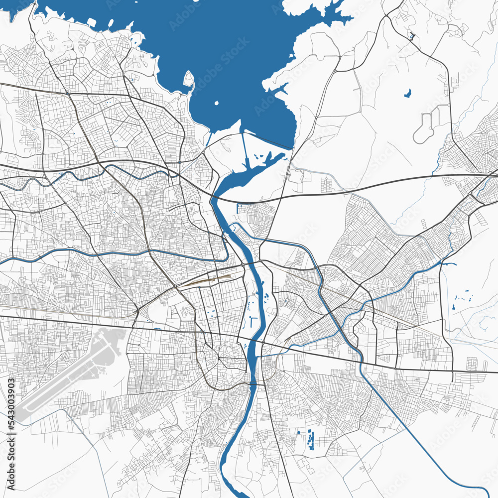 Adana map. Detailed map of Adana city administrative area. Cityscape ...