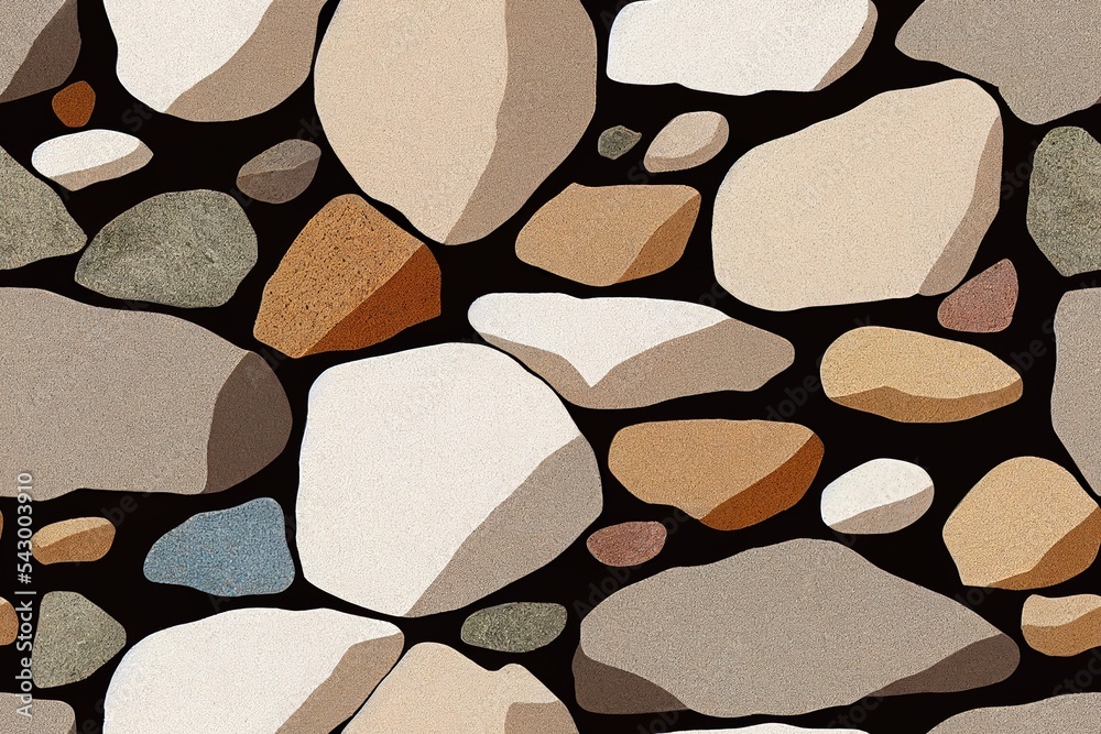 Stone ground. Seamless border with gravel rock piles Stock Illustration ...