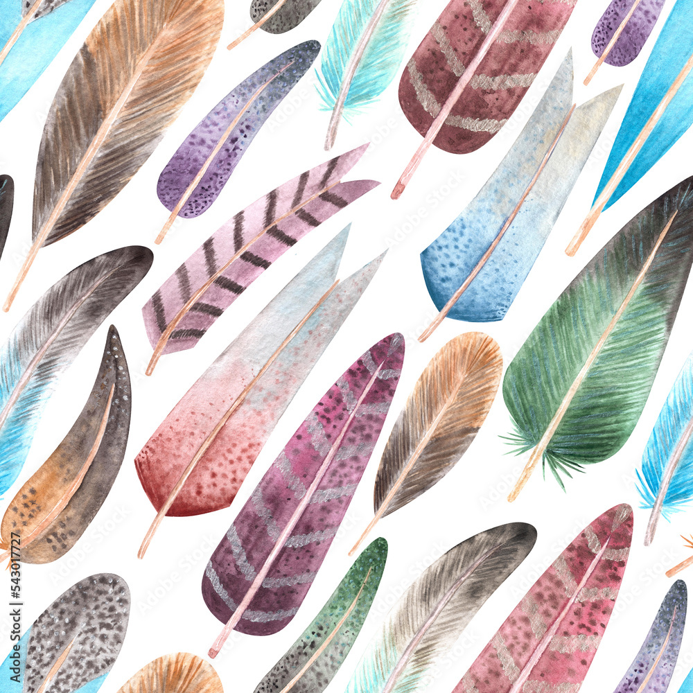 Watercolor hand drawn painted seamless endless pattern with lots of ...