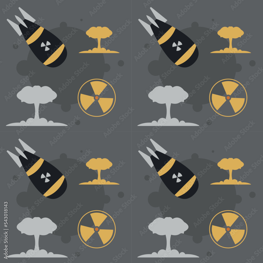 Nuclear bomb seamless pattern design, power plant repeat background ...