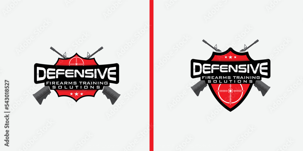 firearm shooting range logo with shield Stock Vector | Adobe Stock