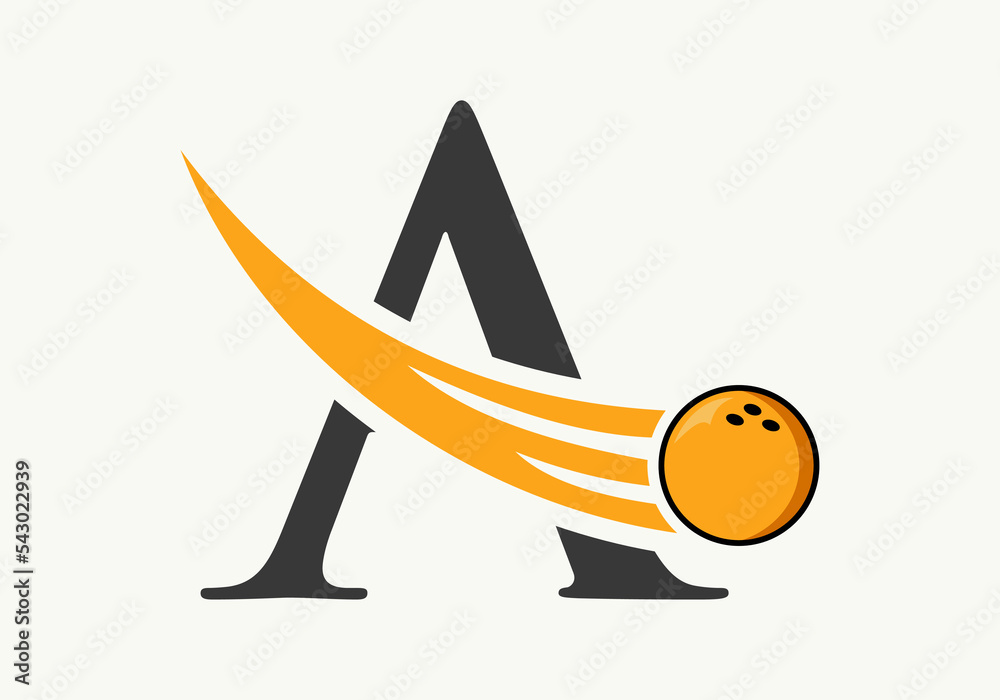 Letter A Bowling Logo. Bowling Ball Symbol With Moving Ball Vector ...