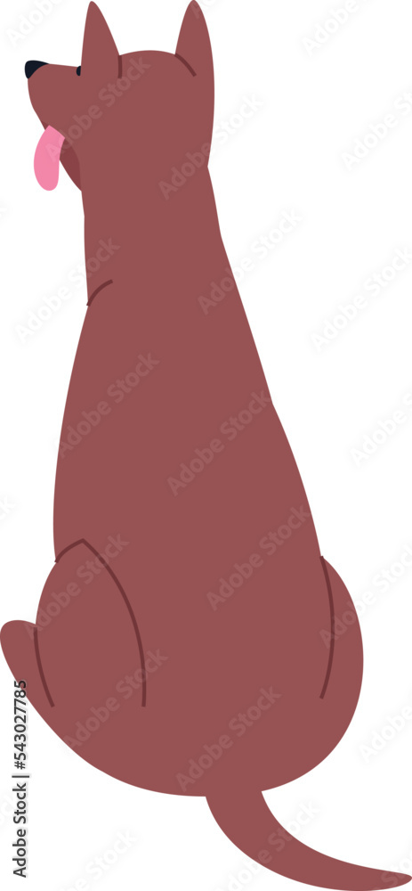Sitting dog back view. Funny domestic pet Stock Vector | Adobe Stock