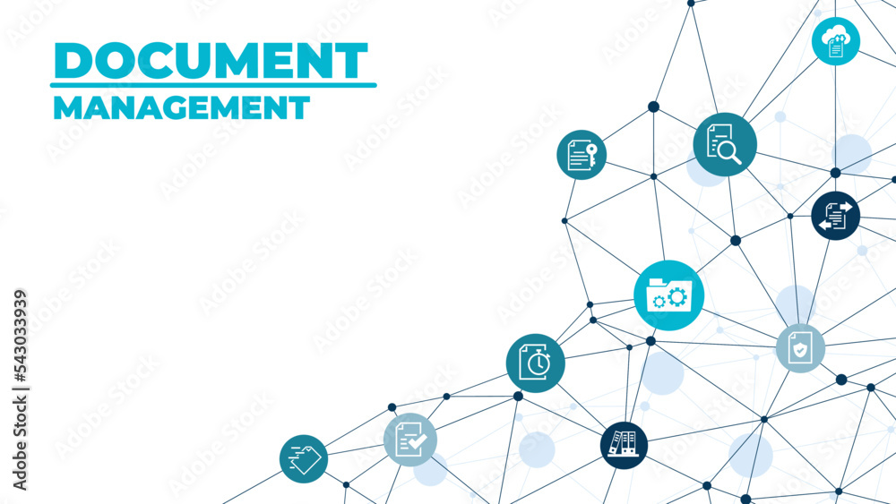 Document management vector illustration. Blue concept with no people ...
