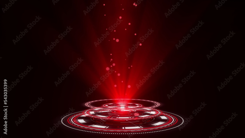 Hologram rounded HUD design. Digital technology concept in red colors ...