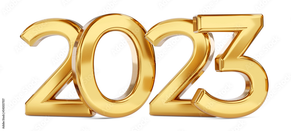 gold metallic 2023 symbol as positive colored year 2023 symbol 3d ...