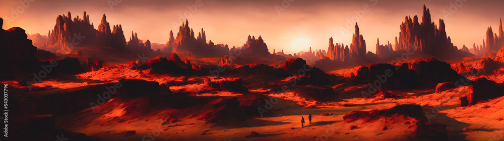 Artistic concept painting of a beautiful wilderness mountain landscape ...