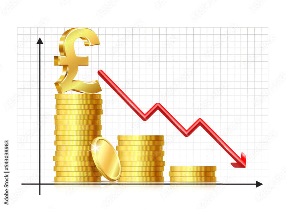 Depreciation of pound. Inflation. Economic recession icon. pound sign ...