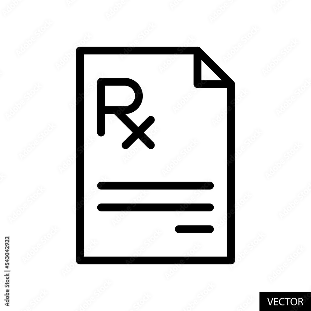 Medical prescription, Doctor prescription Rx sign vector icon in line ...