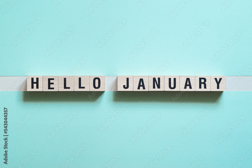 Hello january word concept on cubes Stock Photo | Adobe Stock
