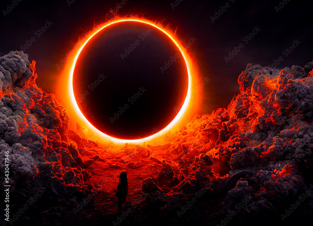 Hellscape, black ring of fire, burning hell demons devil damnation ...