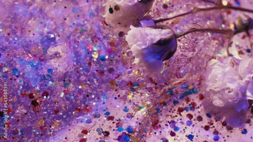 Sparkle magic. Fluid art. Creation process. Golden shimmering liquid ...