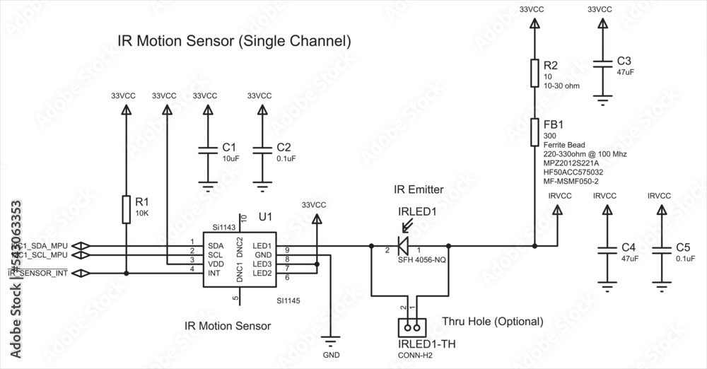 Schematic diagram of electronic device (single channel ir motion sensor ...