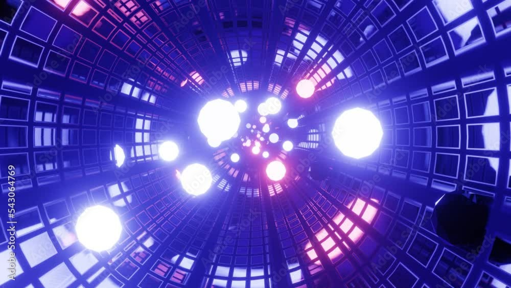 Data flow in tube channel. Fly through hi-tech futuristic environment ...