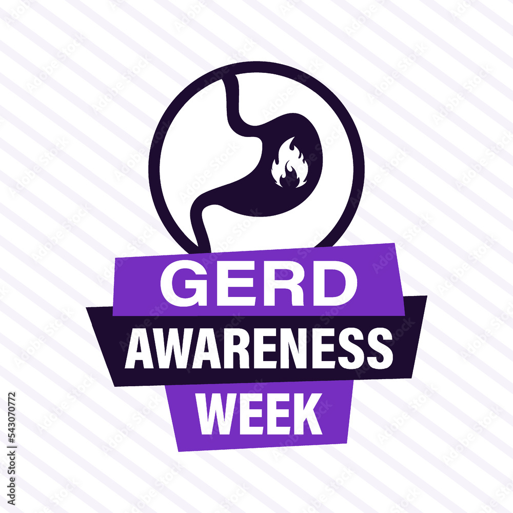 GERD Awareness week. Gastroesophageal reflux disease. Vector ...