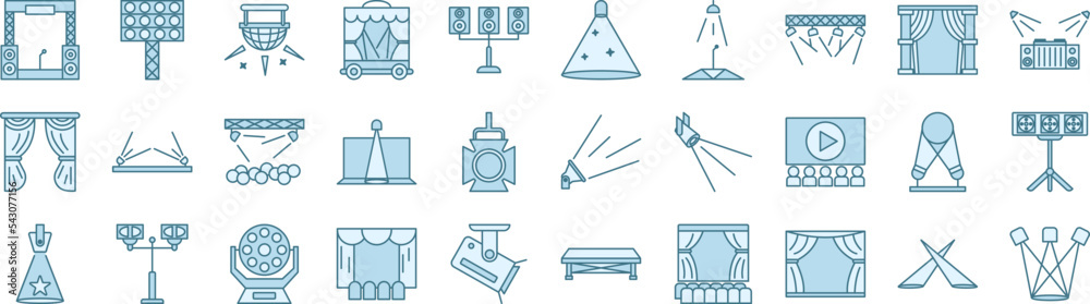 Spotlight stage icons collection vector illustration design Stock ...