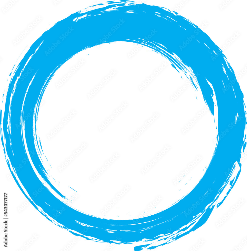Blue circle brush stroke vector isolated on white background. Blue enso ...