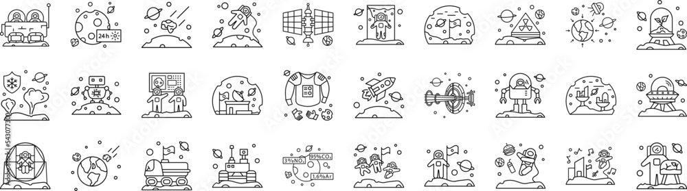Space colonization icons collection vector illustration design Stock ...