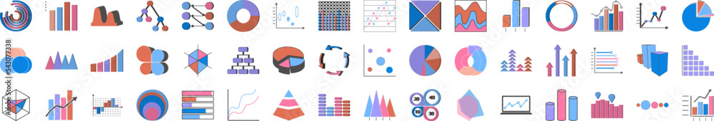 Charts & diagramms icons collection vector illustration design Stock ...