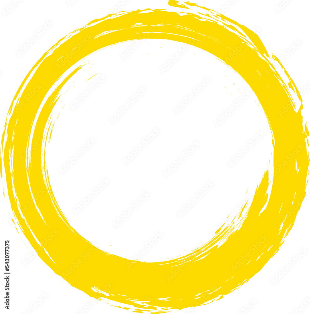 Yellow circle brush stroke vector isolated on white background. Yellow ...