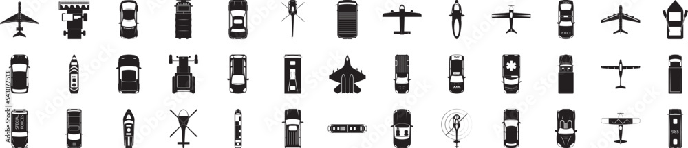 Transport view from above icons collection vector illustration design ...