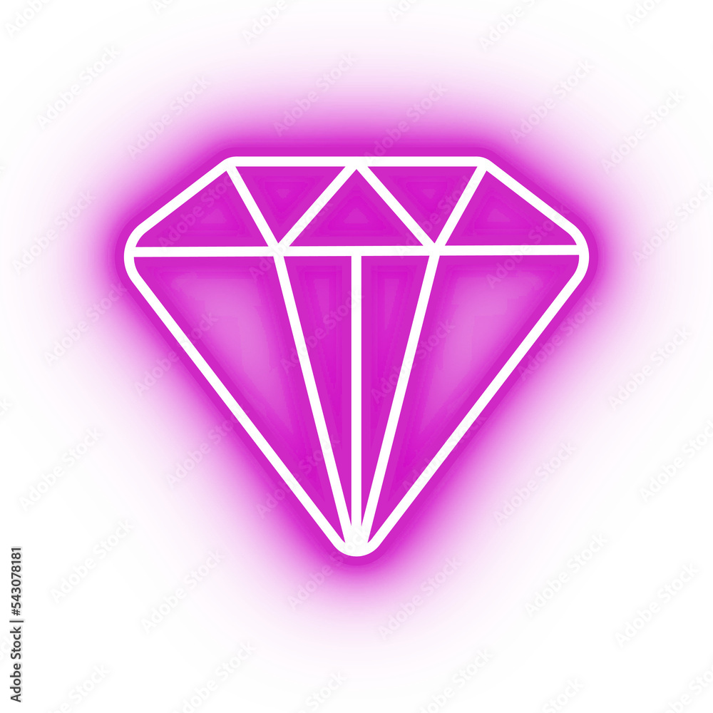 Neon pink diamond icon, diamond jewel on transparent background Stock ...