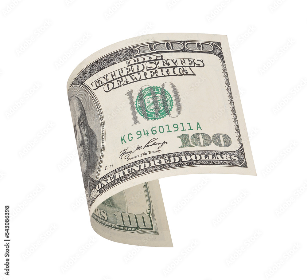 flying one hundred dollars bill isolated Stock Photo | Adobe Stock