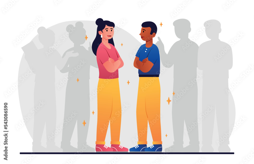 Candidates on vacancy. Man and woman stand out from gray crowd ...