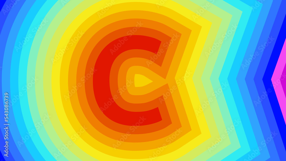 Vector graphic of letter C rainbow background. Alphabet letter C banner ...