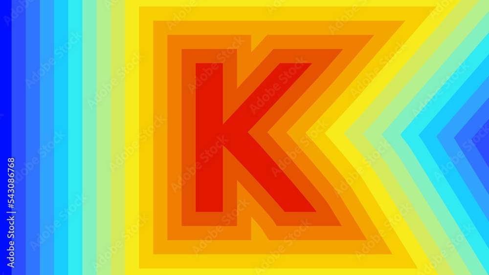 Vector graphic of letter K rainbow background. Alphabet letter K banner ...