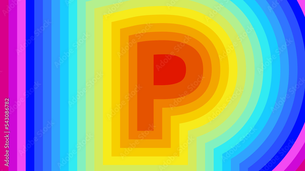 Vector graphic of letter P rainbow background. Alphabet letter P banner ...
