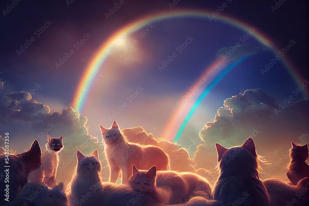 Dogs and cats live afterlife in a heavenly paradise where they play and ...