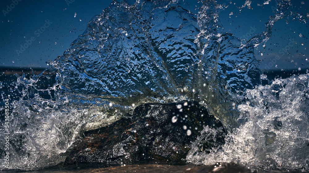 Waves crash on the north shore rocks of long island new york Stock ...