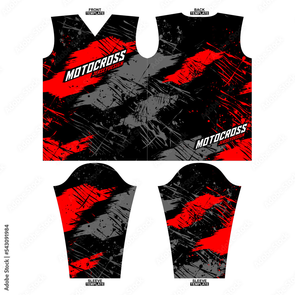 Print-ready sublimation motocross long sleeve jersey design Stock ...