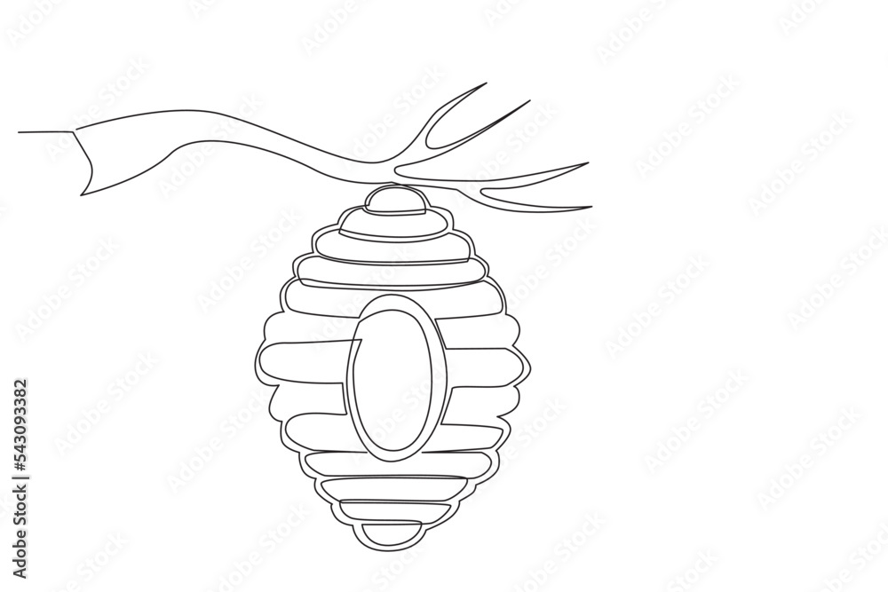 a simple line illustration of honey bee. one line honey bee Stock ...