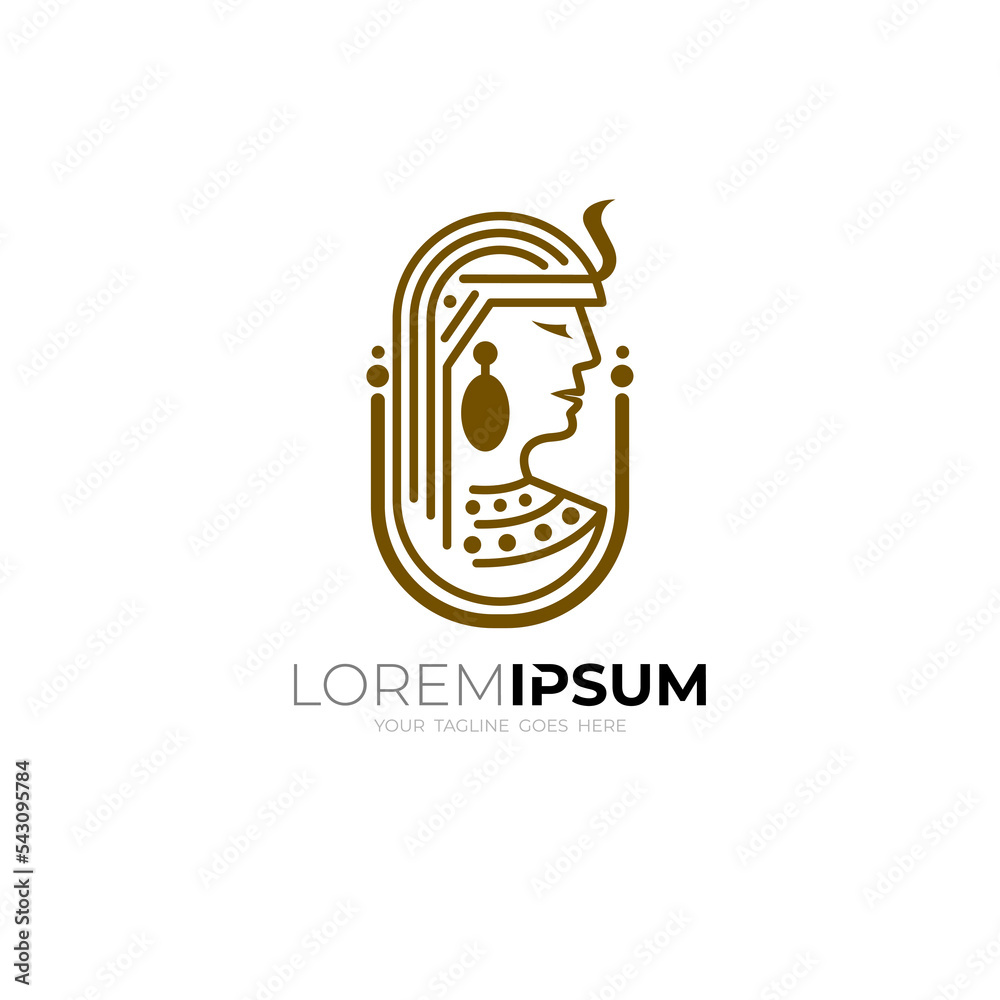 Cleopatra icon vintage, Icon logo of Cleopatra with line art Stock ...