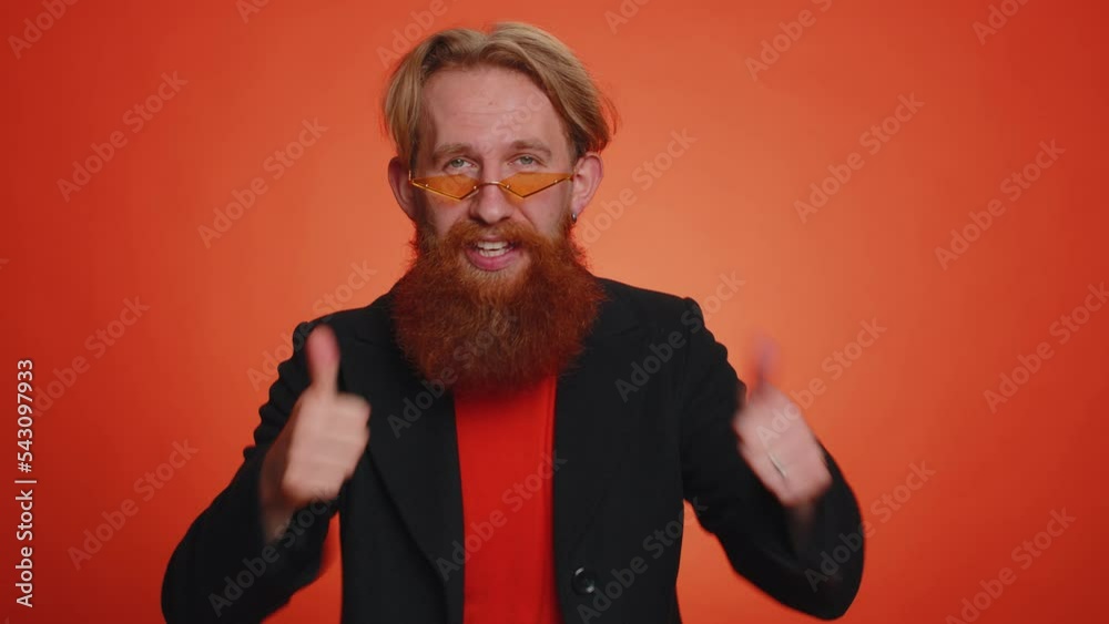 Look at advertisement, subscribe. Man pointing down, saying to ...