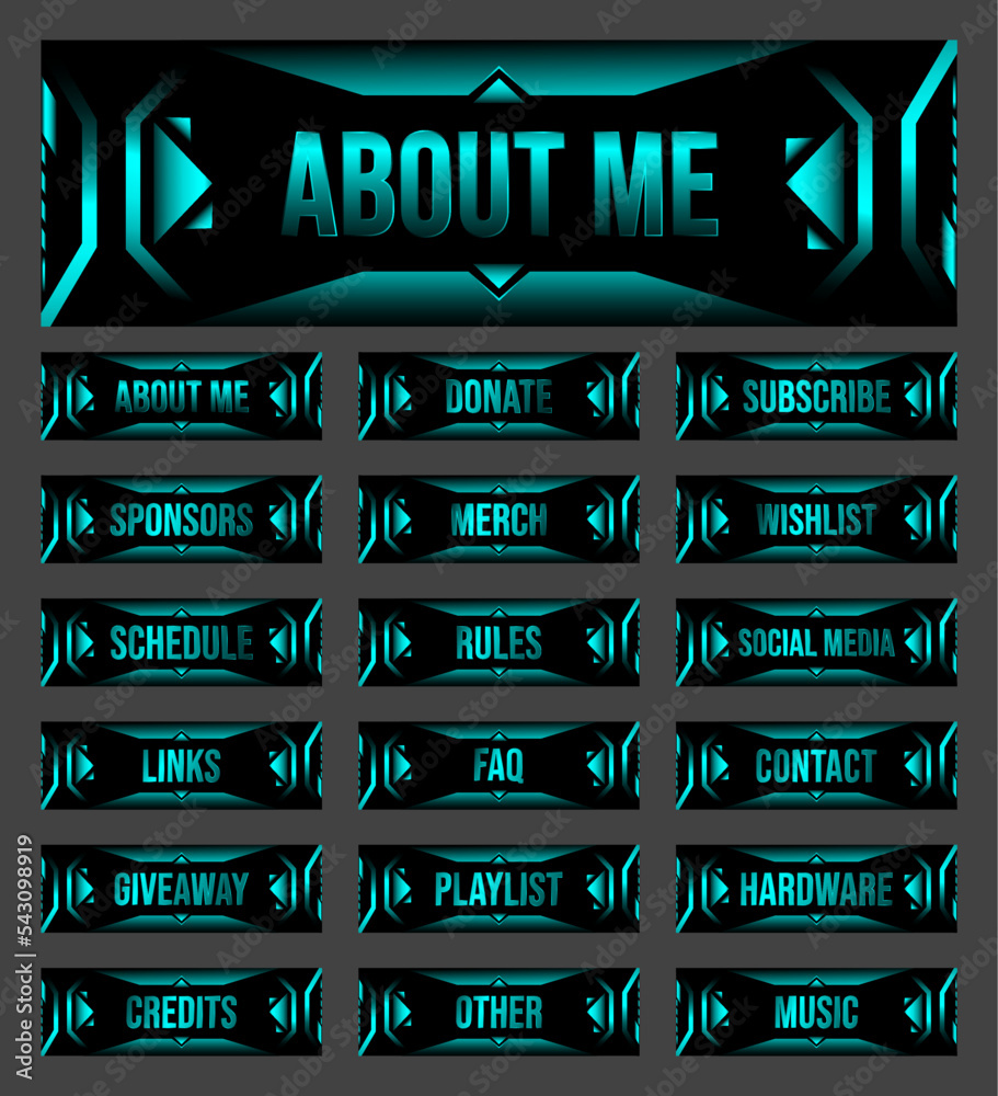 Panels graphics set for live streaming, Gaming stream panel design in ...