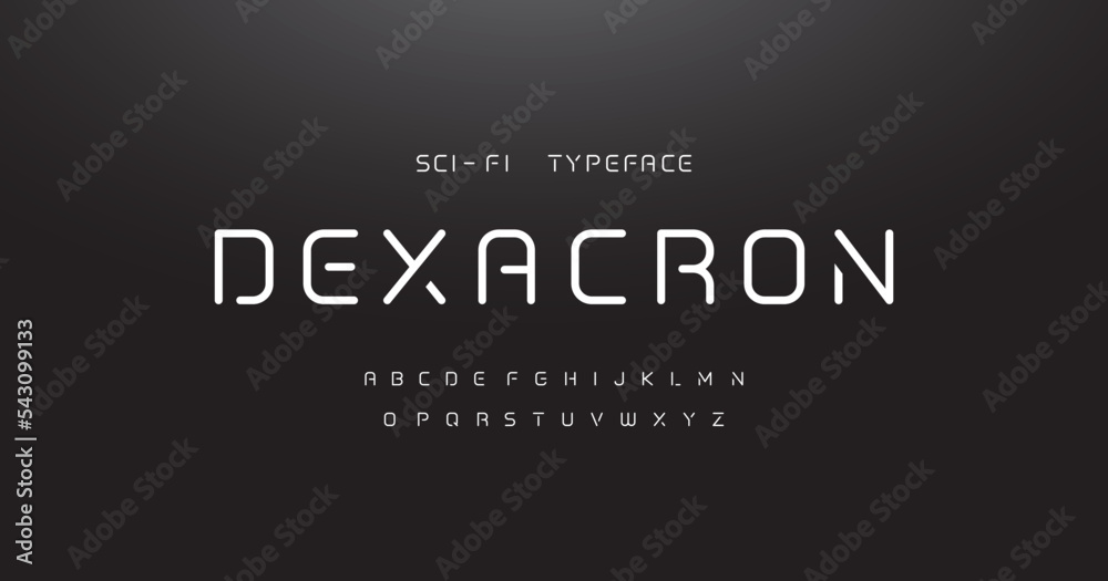 Modern futuristic sci-fi vector font. Dexacron Minimalist style letters ...