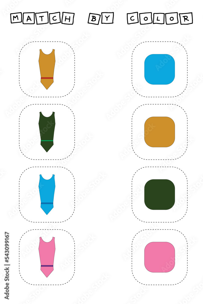Match the swimsuits and their colors. Appropriate game. Educational ...