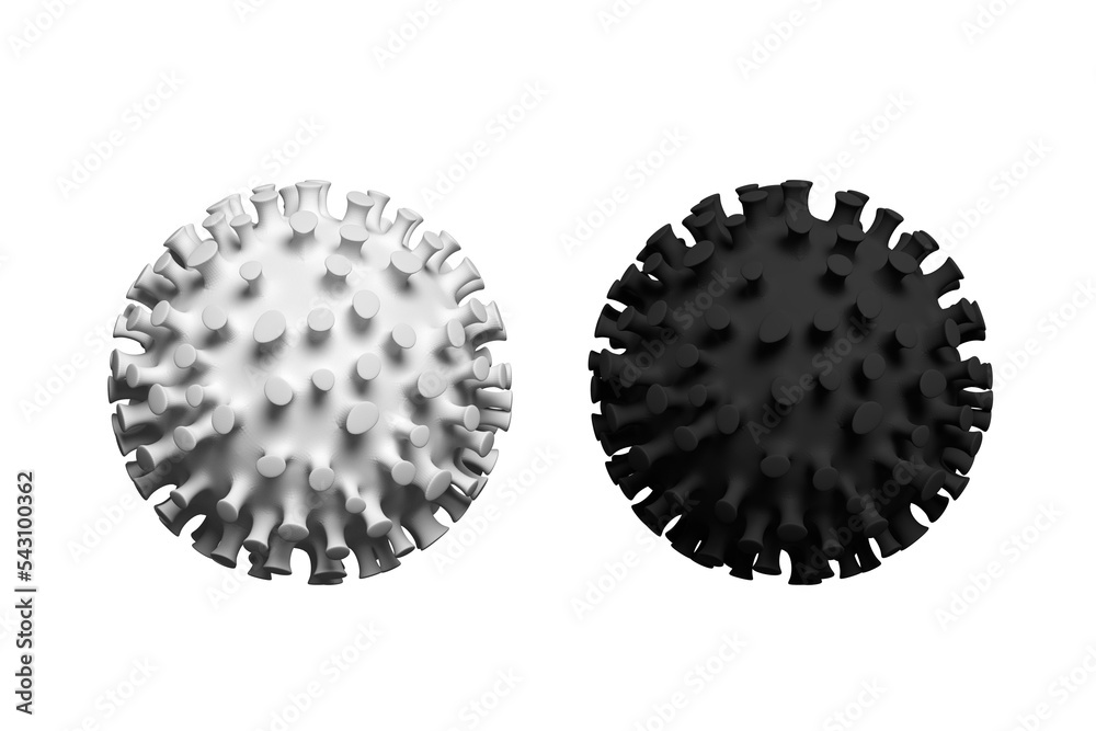 Transparent PNG illustration with two large virus particles, black and ...
