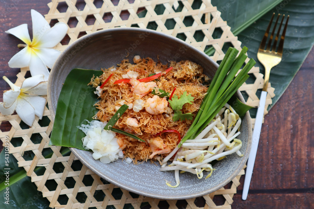 Mee Krob - Thai appetizer of sweet and sour crispy Rice noodles, shrimp ...