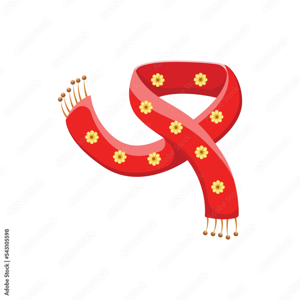 winter red scarf vector isolated on white background. illustration of ...
