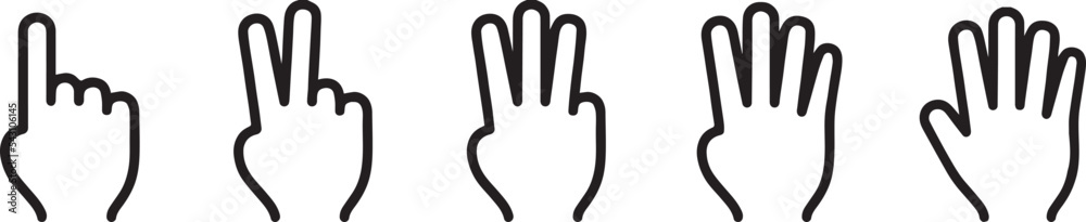Hand numbers sign. Hand showing fingers from one to five Stock Vector ...