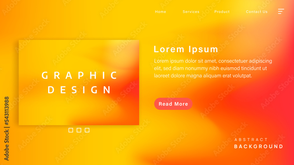 new template design with orange and yellow gradient blur background. for displaying website ...