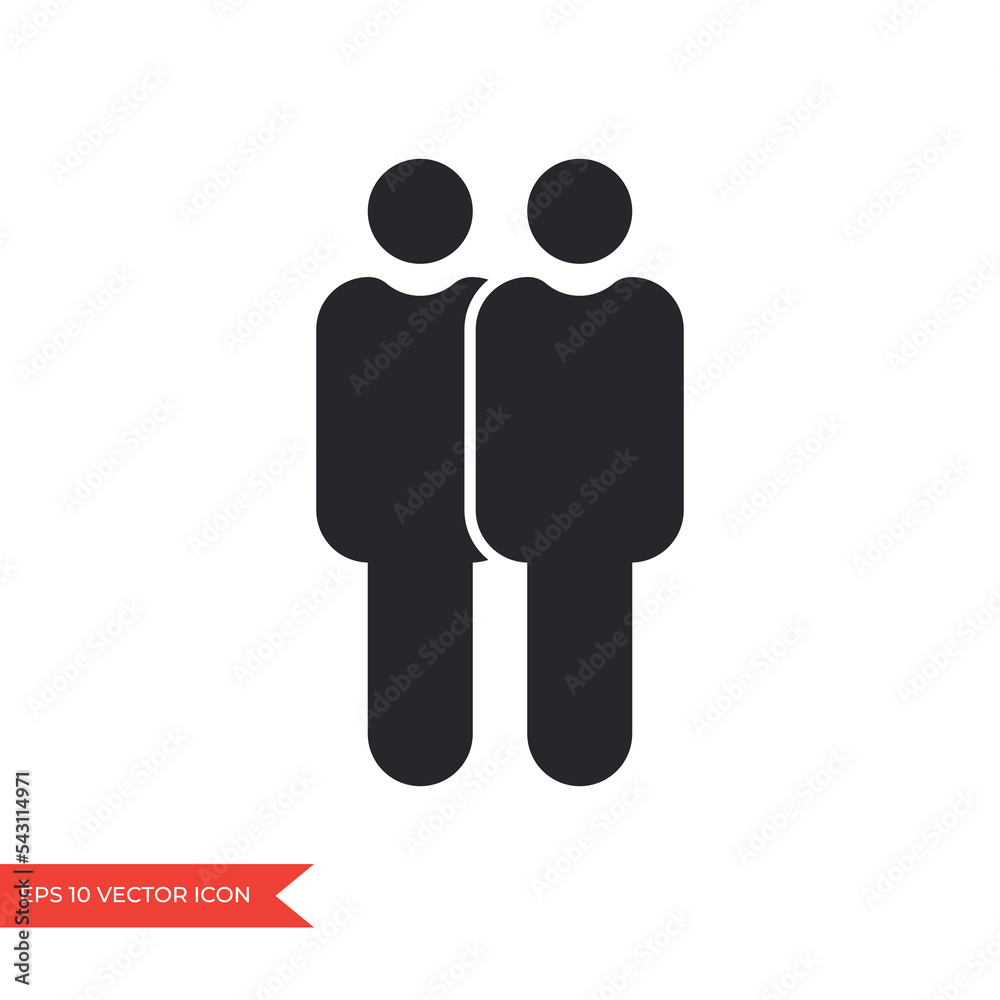 People icon. Two person symbol. Teamwork sign Stock Vector | Adobe Stock