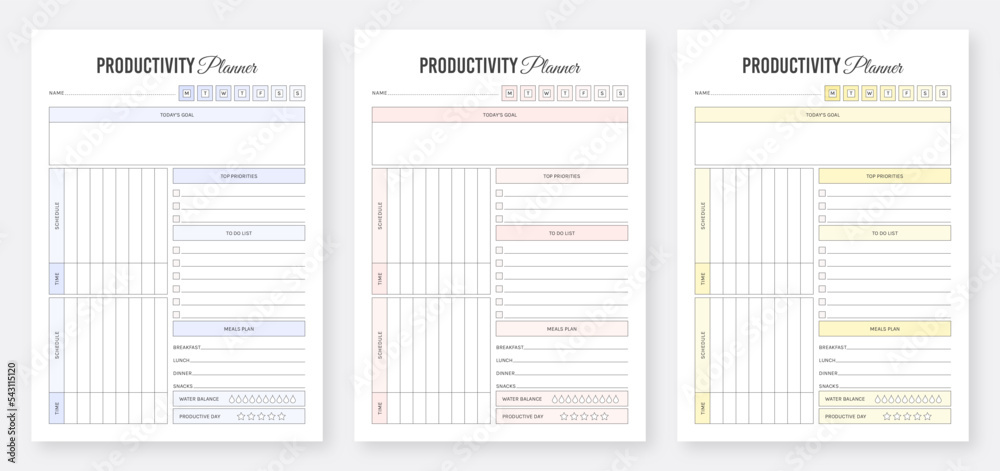 Productivity Planner Template Design. Daily planner template design ...